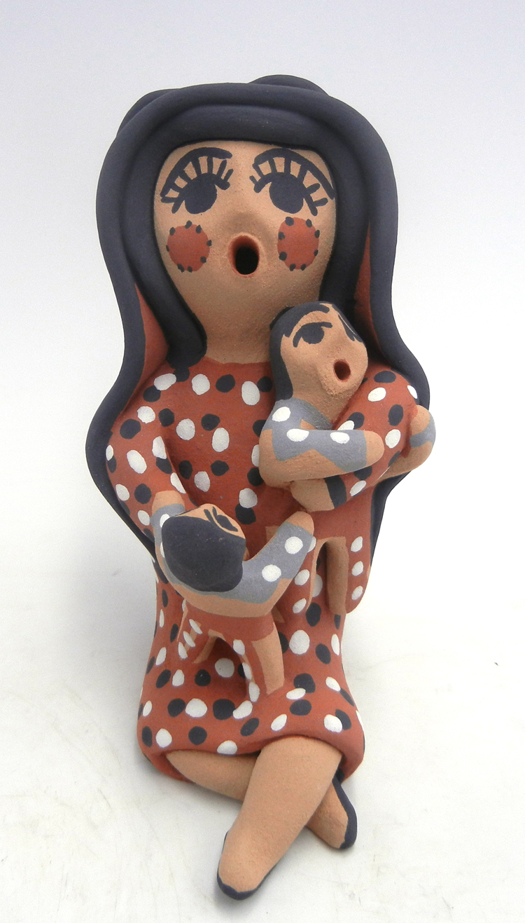 Jemez seated double sided storyteller with two children and pueblo ...