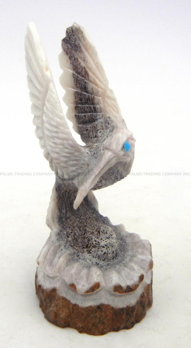 Zuni Chris Peina Carved Deer Antler Hummingbird Fetish